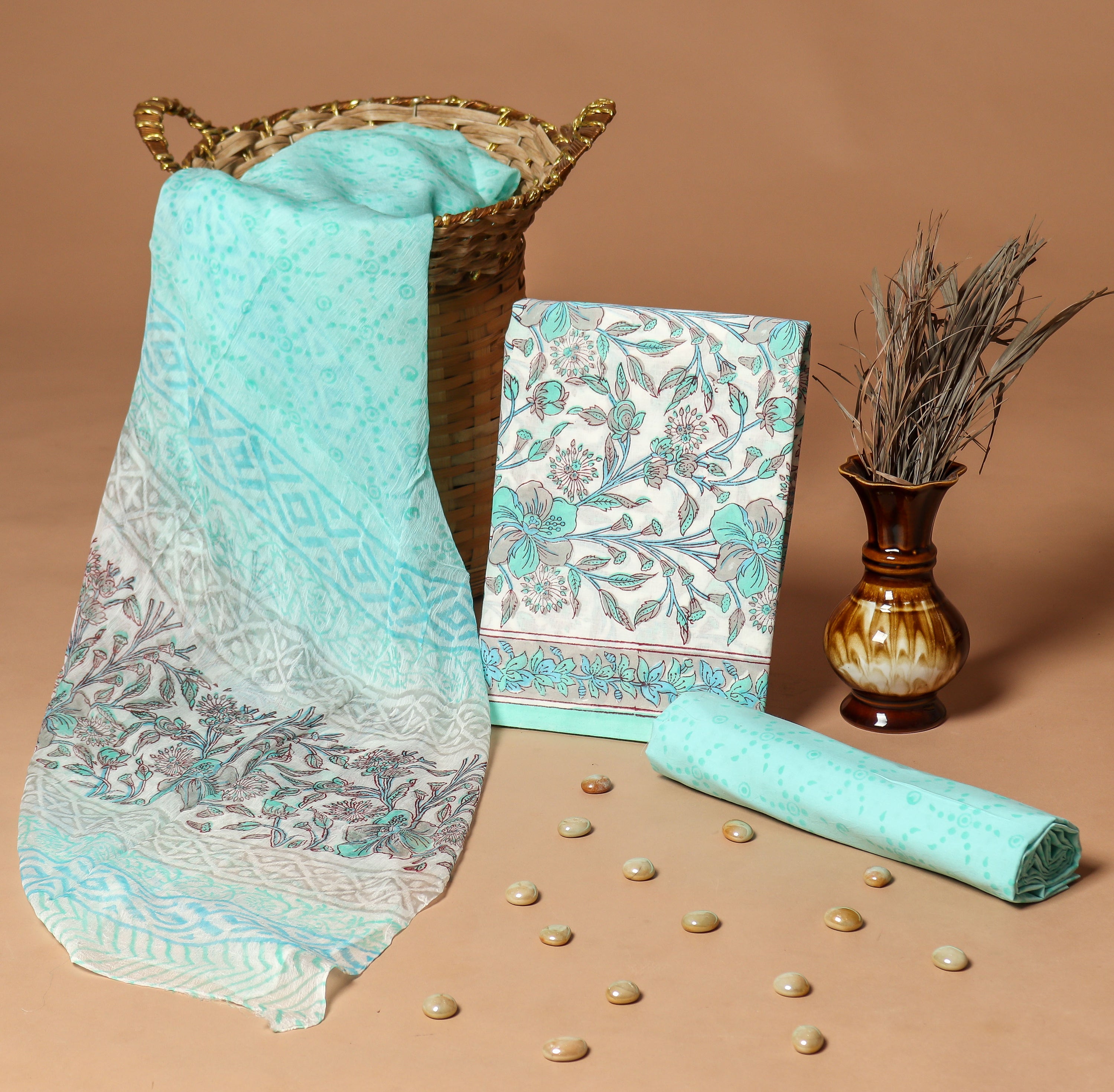 COTTON SUIT WITH LINEN DUPATTA – tanchui